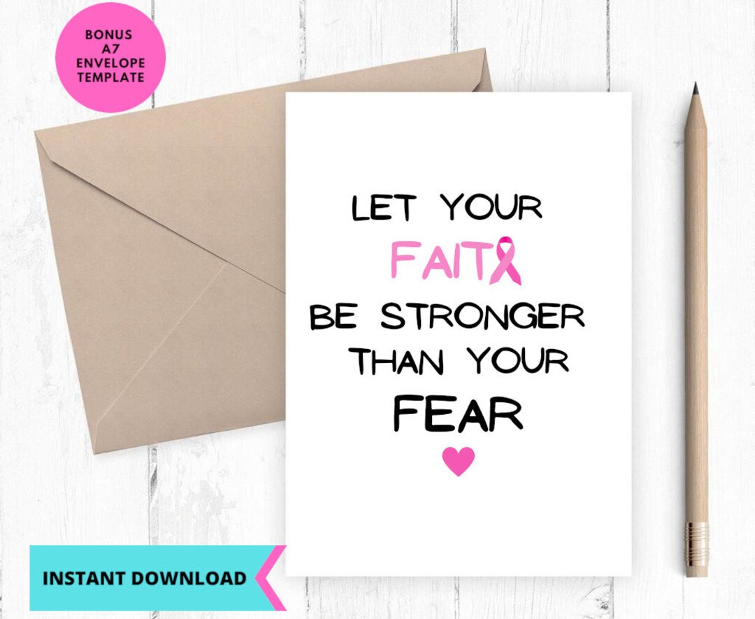 Printable Sympathy Card: Faith Breast Cancer Card (PDF) - Etsy