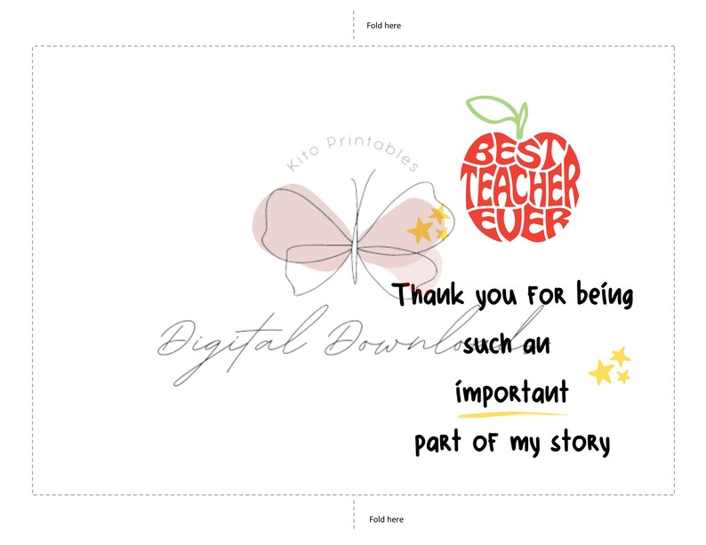 Printable Teacher Card, Thank You Teacher Card, Thank You for Being ...