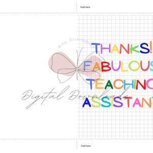 Printable Teacher Assistant Card, Thank You Teacher Card, Fabulous ...