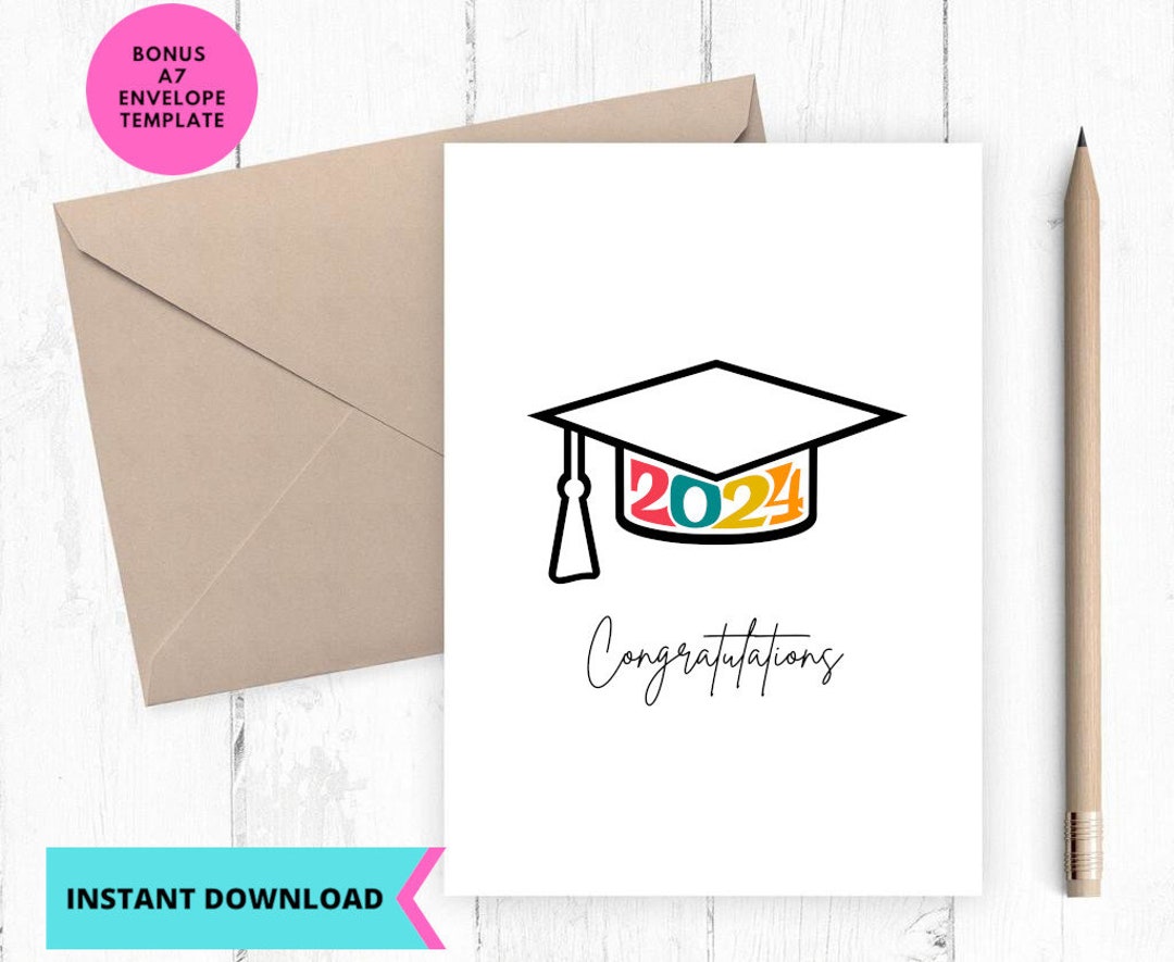 Printable Graduation Card, 2024 Grad Card, Simple Graduation Card ...