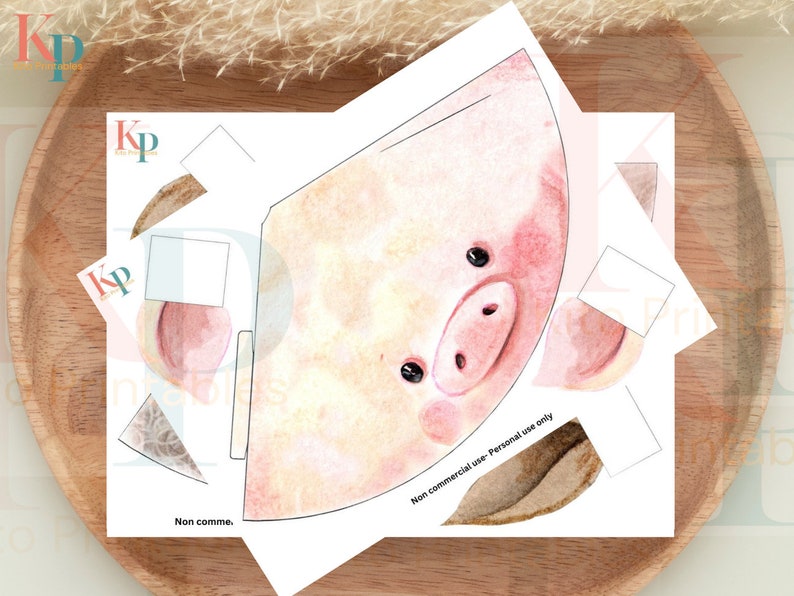 Printable Farm Animal Birthday Hats: Pig, Cow, Goose, Sheep (digital ...