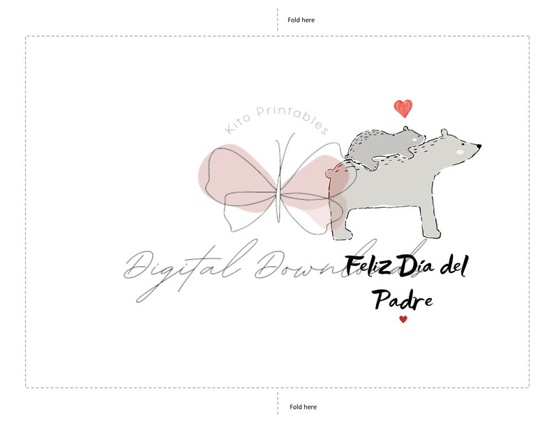 Printable Card Spanish Fathers Day Card PAPA BEAR Greeting - Etsy