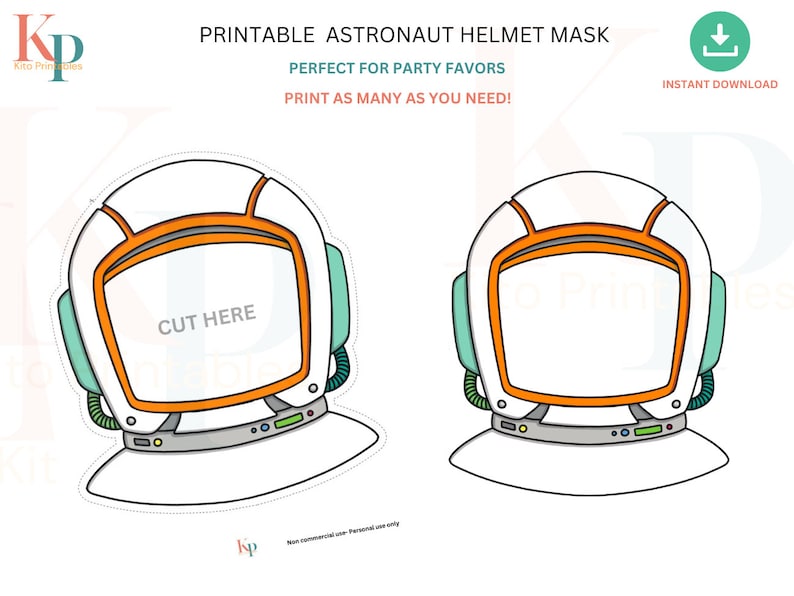 Printable Space Astronaut Helmet Mask Birthday Party Galaxy Favor ...