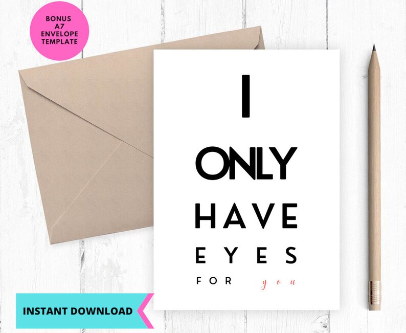 Printable Love Card, I Only Have Eyes for You Card, Valentines Card ...