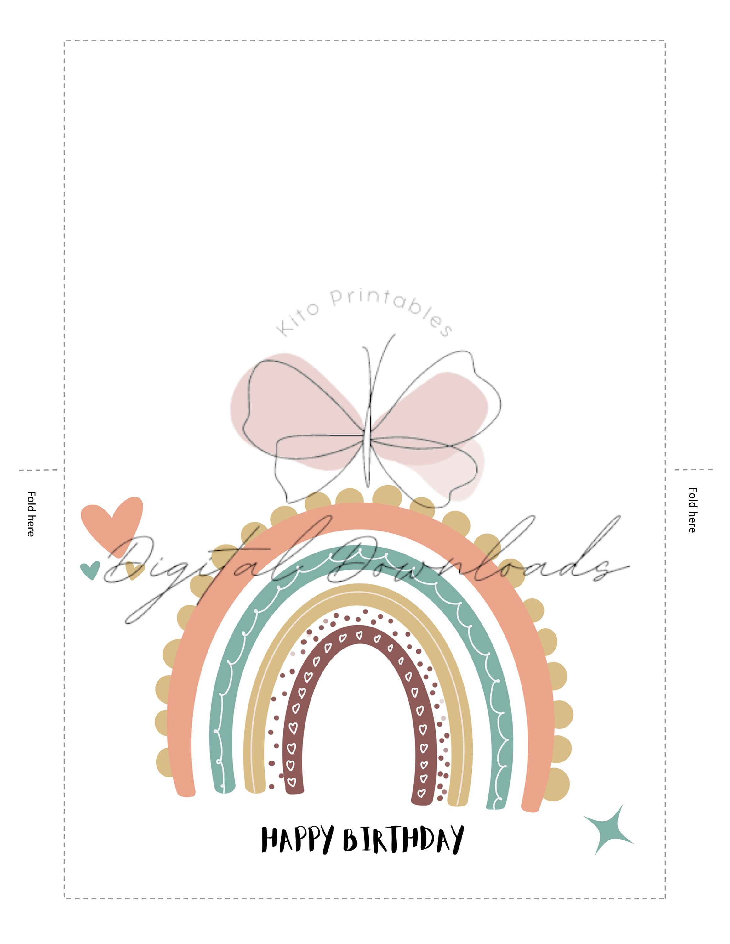 Printable Birthday Card Rainbow Happy Birthday Card - Etsy