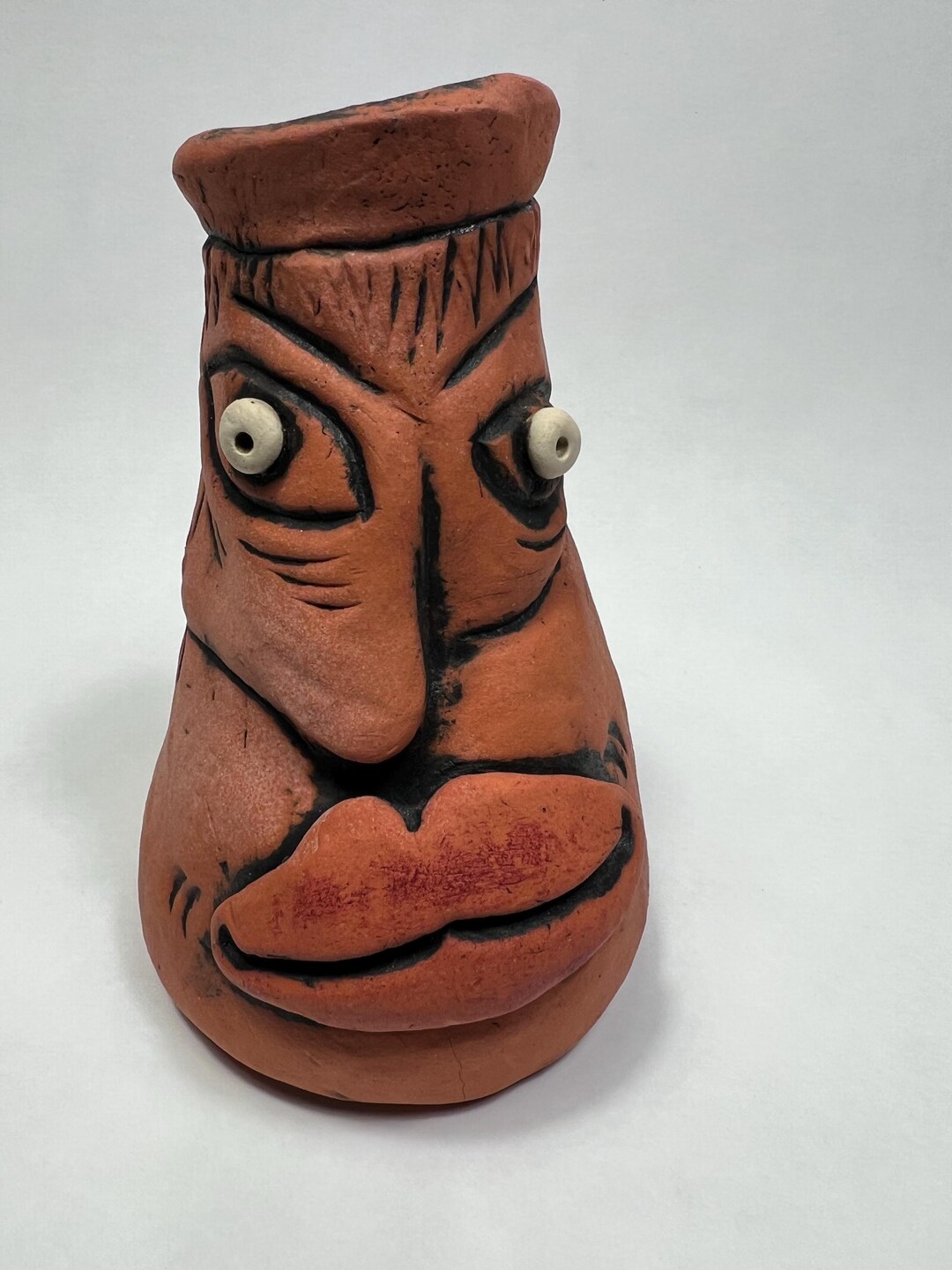 1037 Six Inches Face Pot Dude With Fat Lips (high Fired Stoneware Clay ...