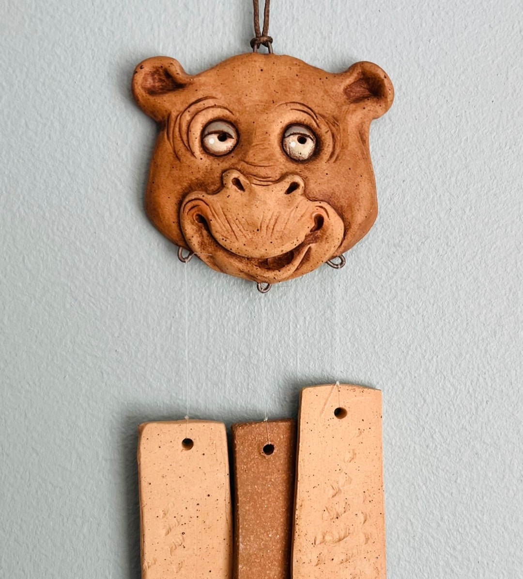 Funny Monkey Wind Chime, OOAK, Handmade Kiln Fired Stoneware Wind Chime ...