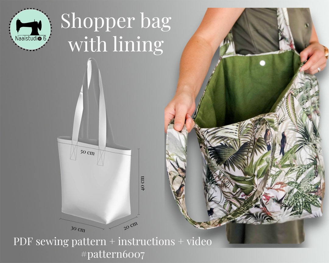 Basic Pattern Shopper Tote Bag With Lining Easy to Sew - PDF Sewing ...