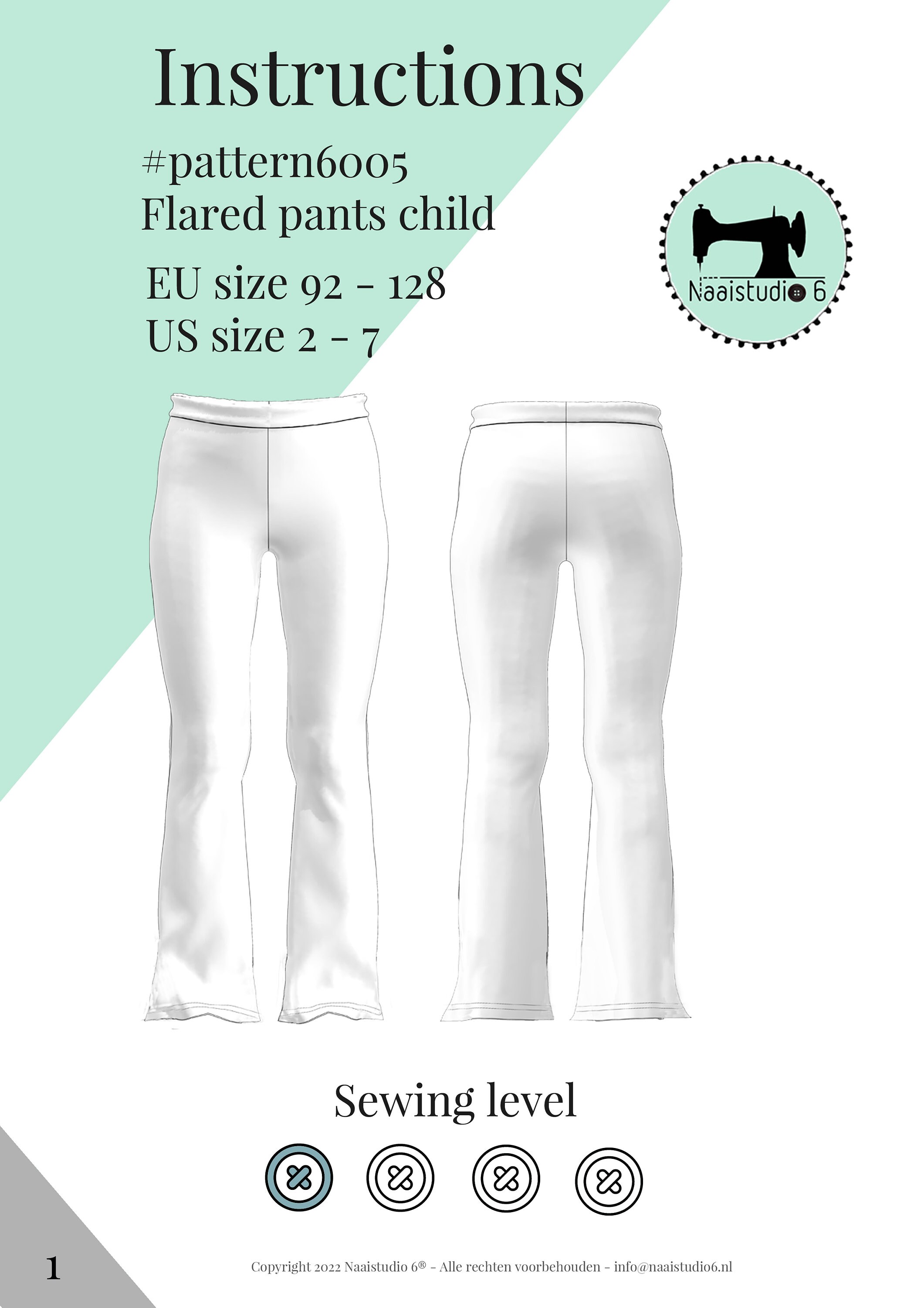 Flared Pants Child Pdf Sewing Pattern Incl. Clear Work - Etsy