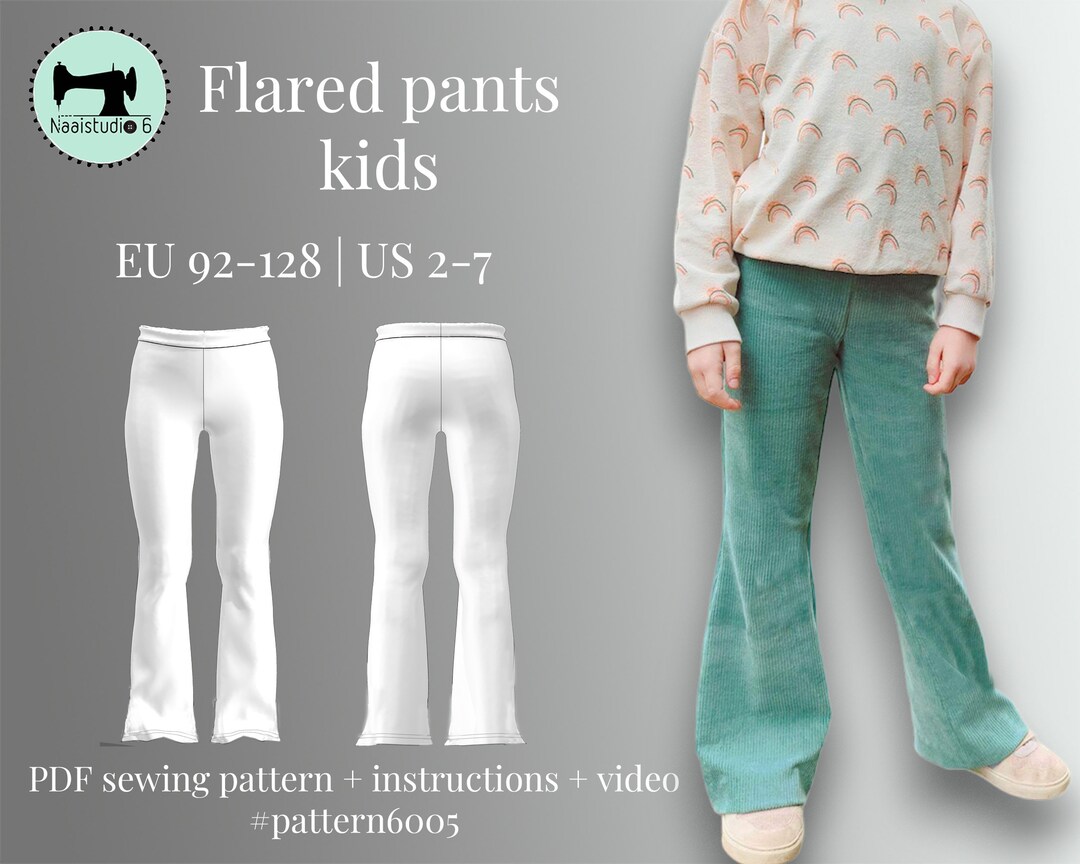 Flared Pants Child Pdf Sewing Pattern | Clear Work Description and ...