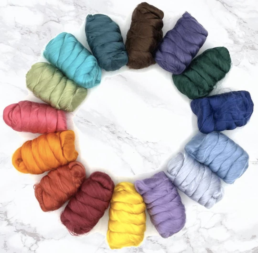 Silky and Shiny Bamboo Tops, 25g Each of 15 Different Colours (375g in ...