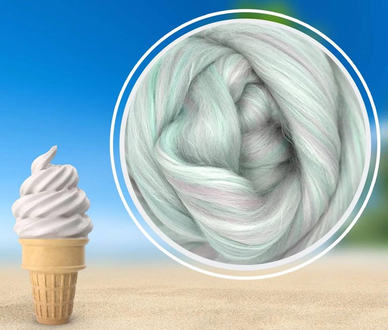 Ice Cream - A Luxurious Blend of Coloured Merino Wool Tops With 33% ...
