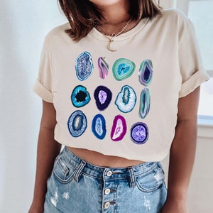 Crystal Geode Agate Shirt Geology Gift Dark Academia Clothing Healing ...