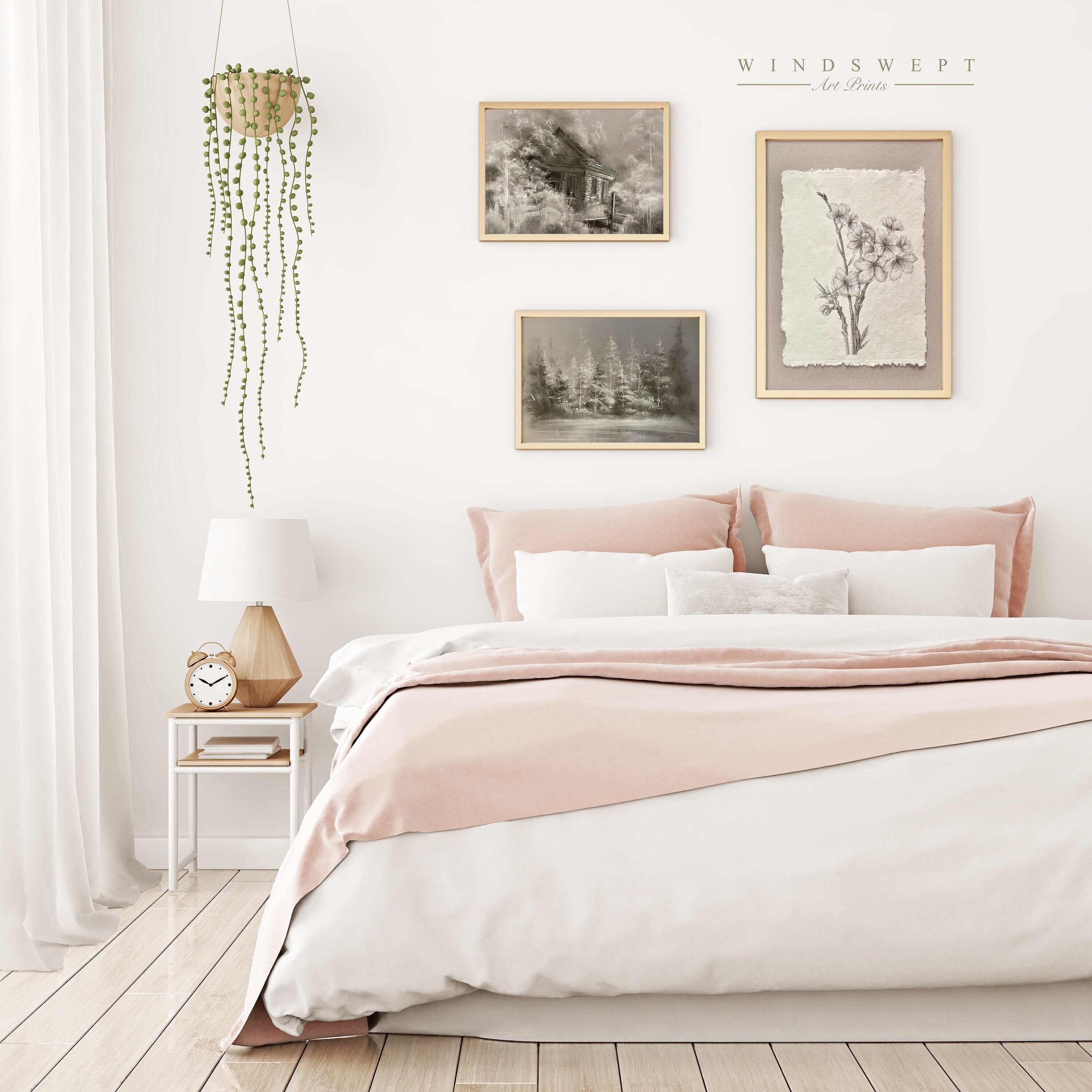 Printable Wall Art Title Prairie Landscape Drawings Trio - Etsy