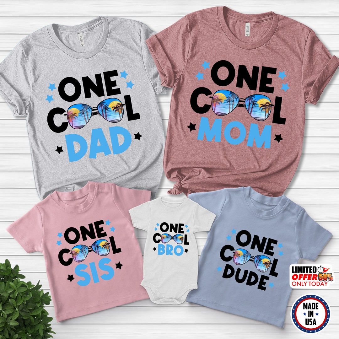 ONE Cool Dude Birthday Family Shirt Palm Trees Sunglasses - Etsy