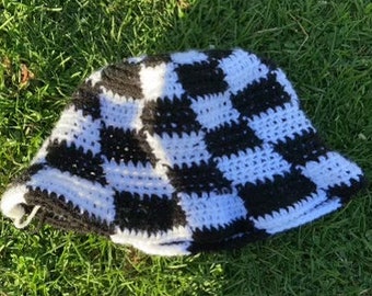 Checkered Bucket Hat - Black and White - Etsy