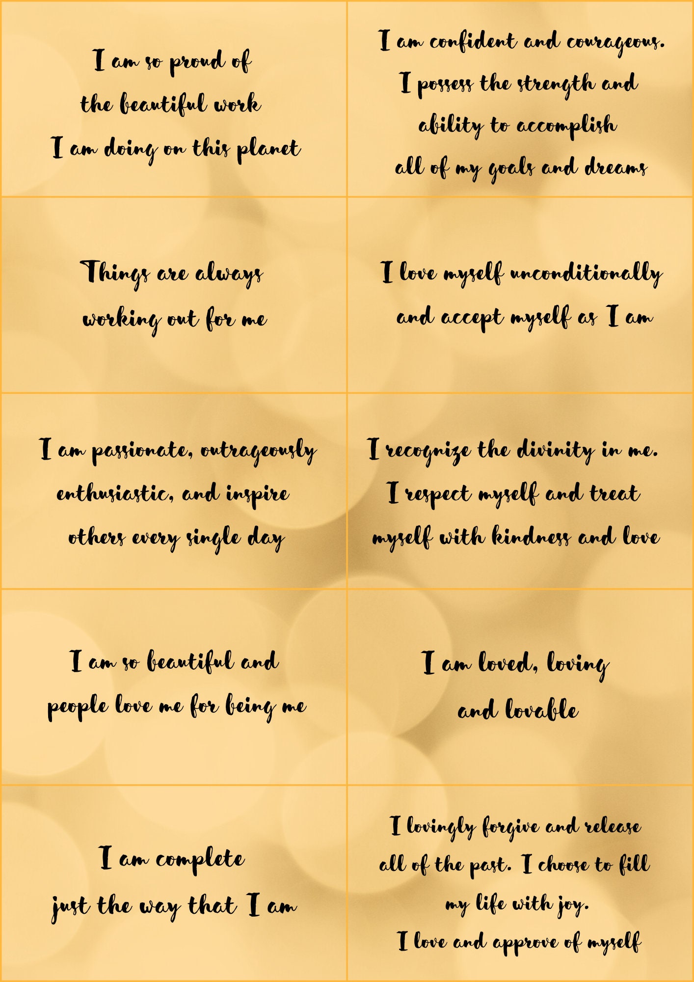 Printable Affirmation Cards, Manifestation Cards, Self Care, Digital ...