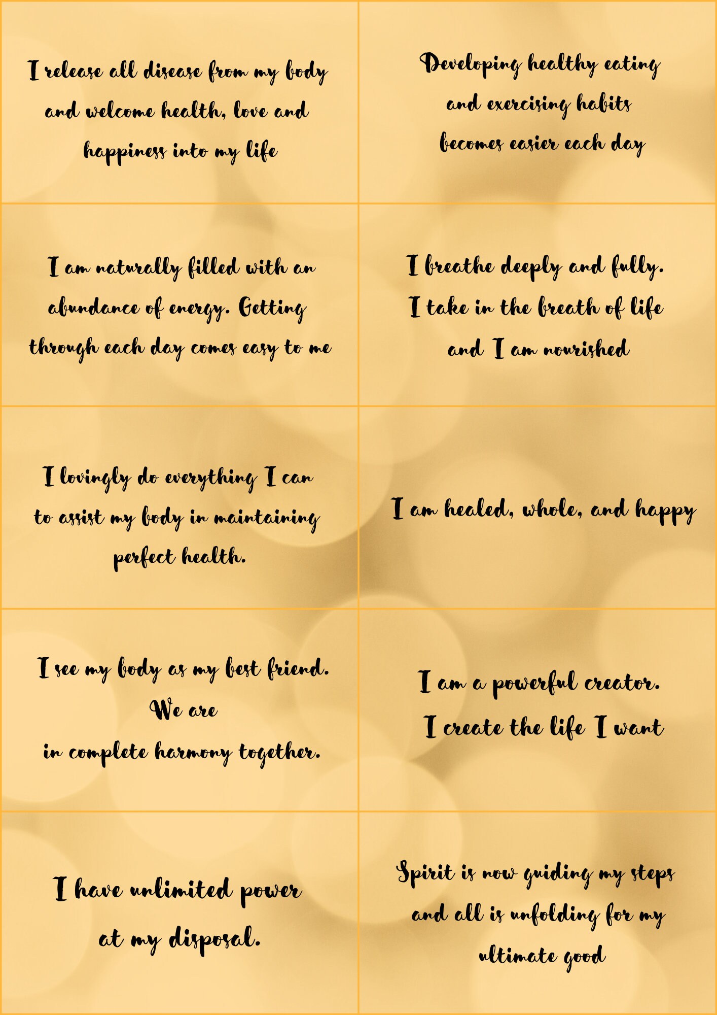 Printable Affirmation Cards, Manifestation Cards, Self Care, Digital ...
