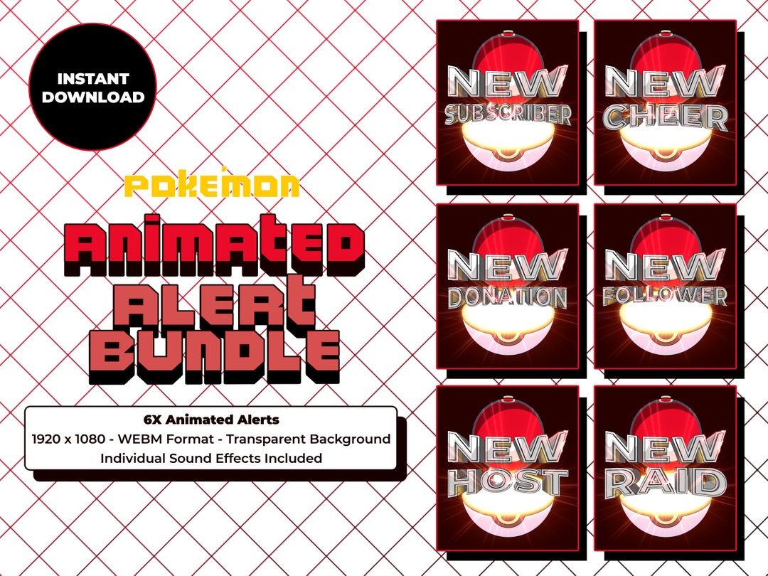 Red Pokemon Themed Animated Pokeball Alert Package Animated Twitch ...