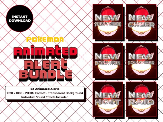 Red Pokemon Themed Animated Pokeball Alert Package Animated - Etsy