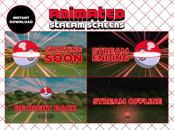 Red Pokemon Themed Animated Pokeball Stream Scene Pack - Etsy