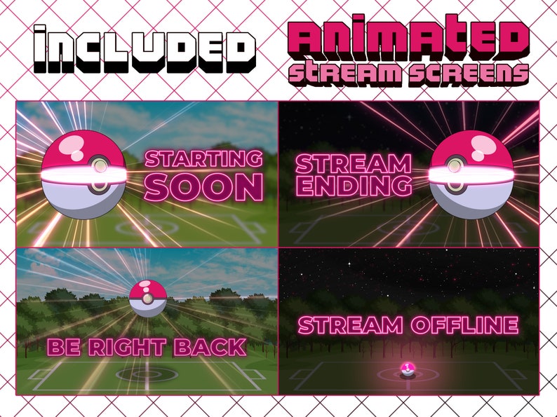 Pink Pokemon Themed Animated Pokeball Stream Pack Animated Twitch ...