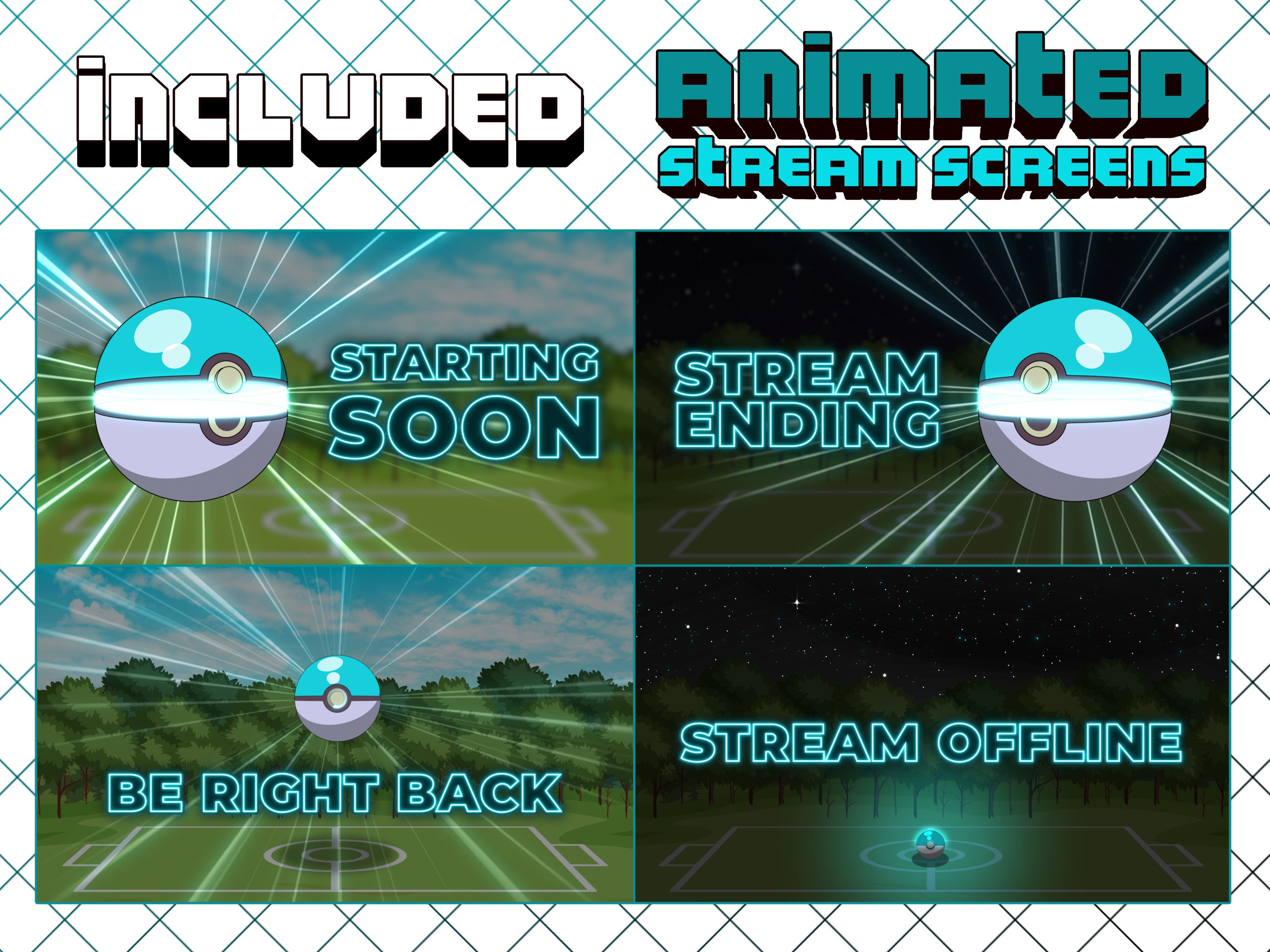 Blue Pokemon Themed Animated Pokeball Stream Pack - Animated Twitch ...