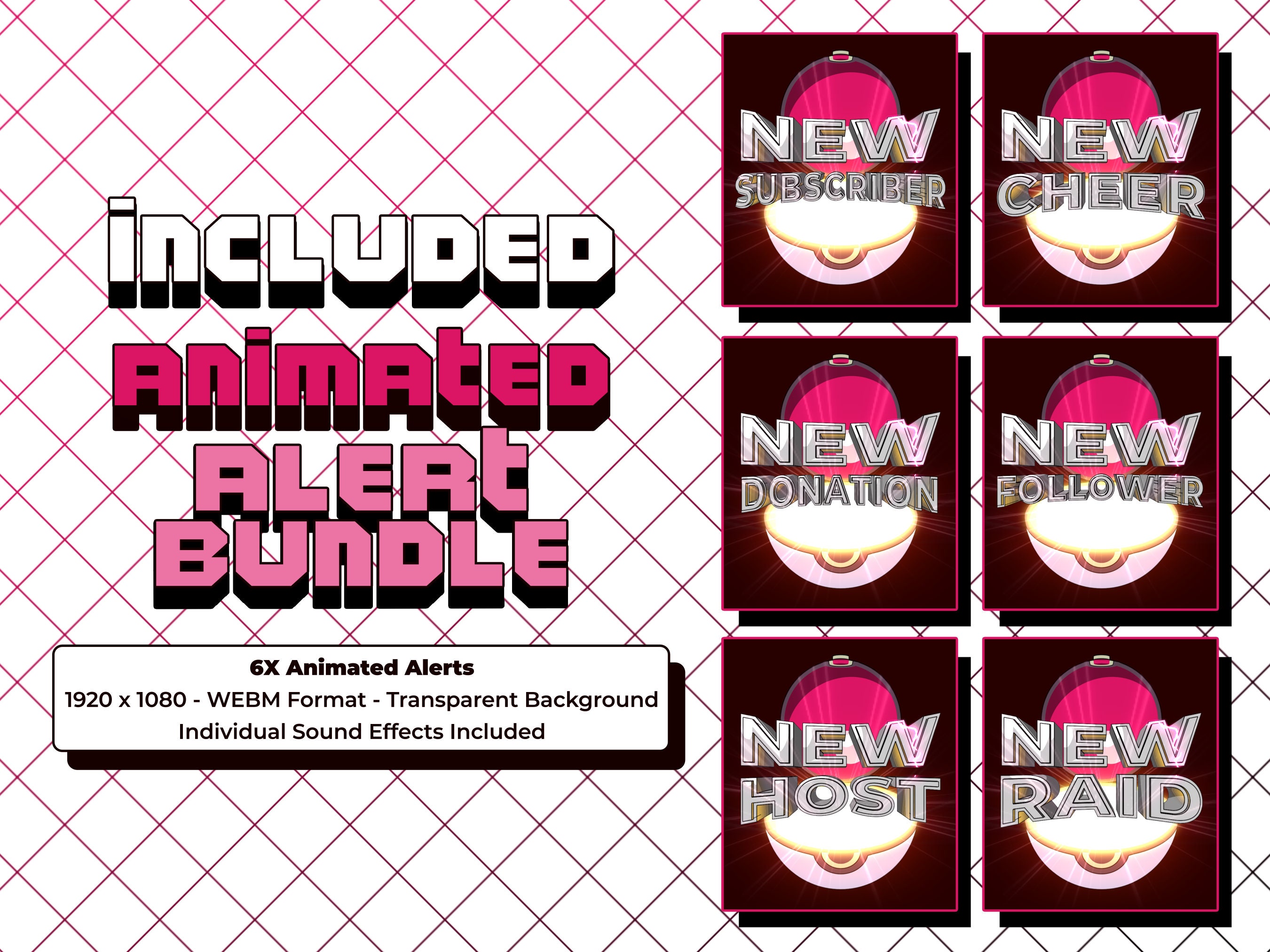 Pink Pokemon Themed Animated Pokeball Stream Pack - Animated Twitch ...