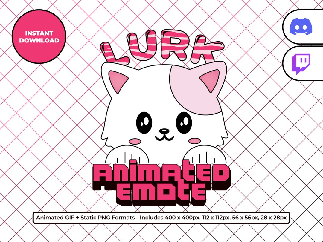 Pink Lurk Animated Kitty Cat Emote for Twitch & Discord - Etsy