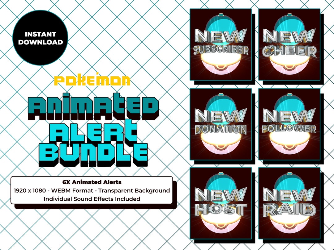 Blue Pokemon Themed Animated Pokeball Alert Package Animated - Etsy