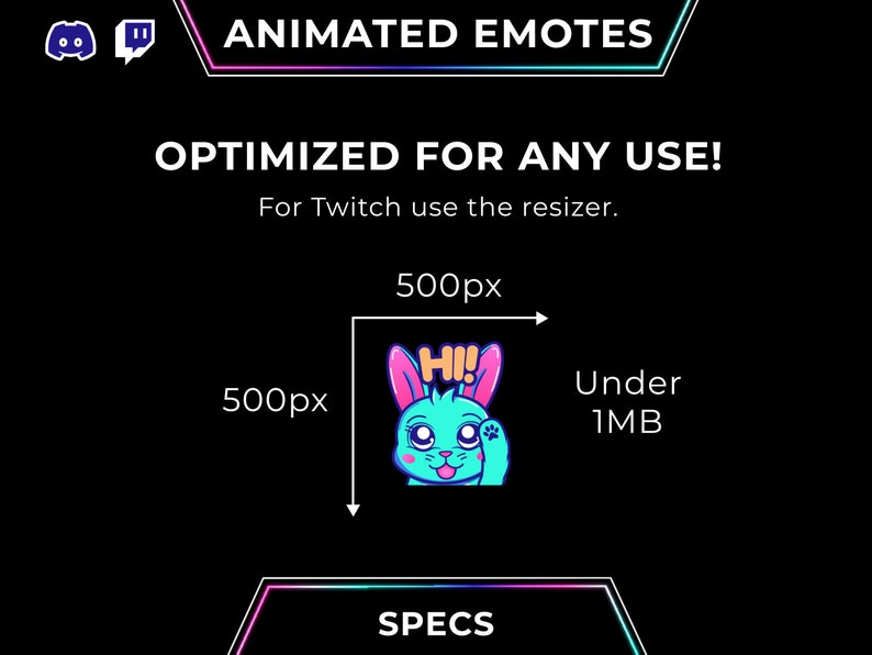 Animated Neon Bunny Emotes for Twitch and Discord - 24 Pack - Etsy