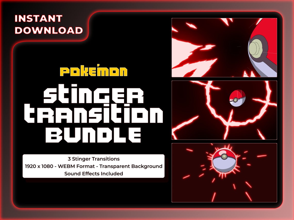 Red Pokemon Themed Animated Pokeball Stinger Pack 3X | Etsy