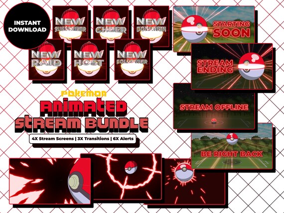 Red Pokemon Themed Animated Pokeball Stream Pack animated - Etsy