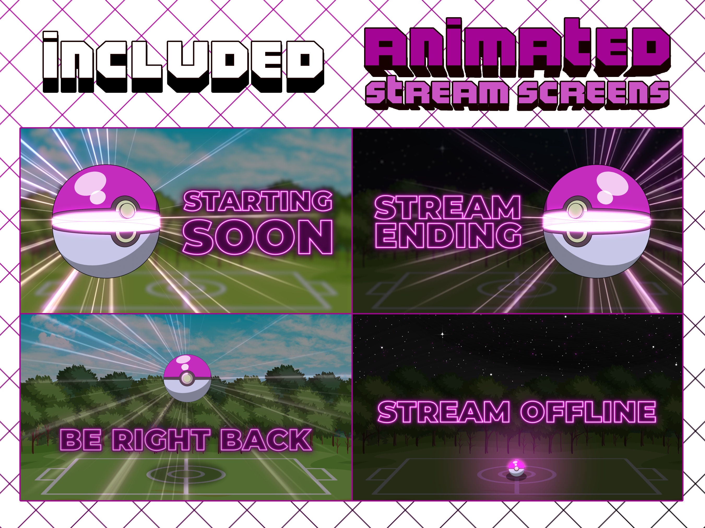 Purple Pokemon Themed Animated Pokeball Stream Pack Animated Twitch ...