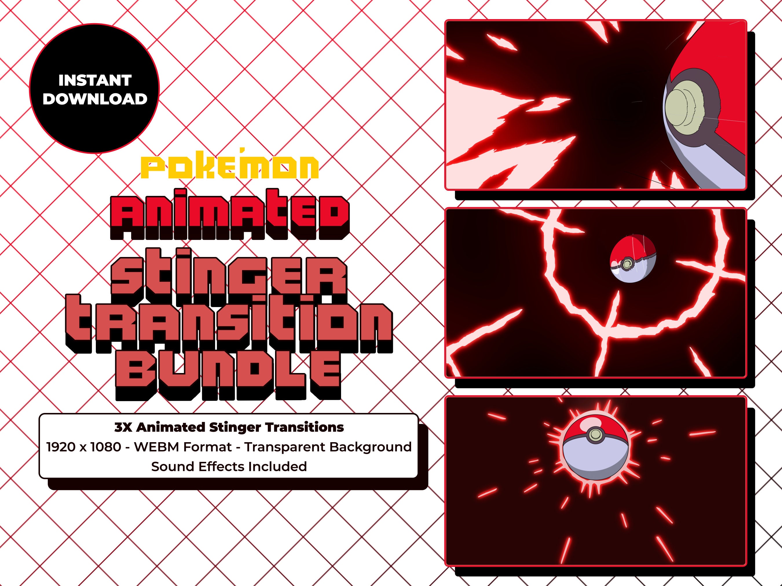 Red Pokemon Themed Animated Pokeball Stinger Pack - 3X Transitions ...