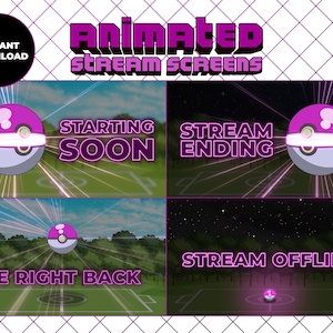 Purple Pokemon Themed Animated Pokeball Stream Scene Pack - Animated ...