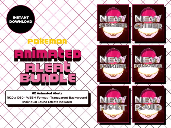Pink Pokemon Themed Animated Pokeball Alert Package Animated - Etsy