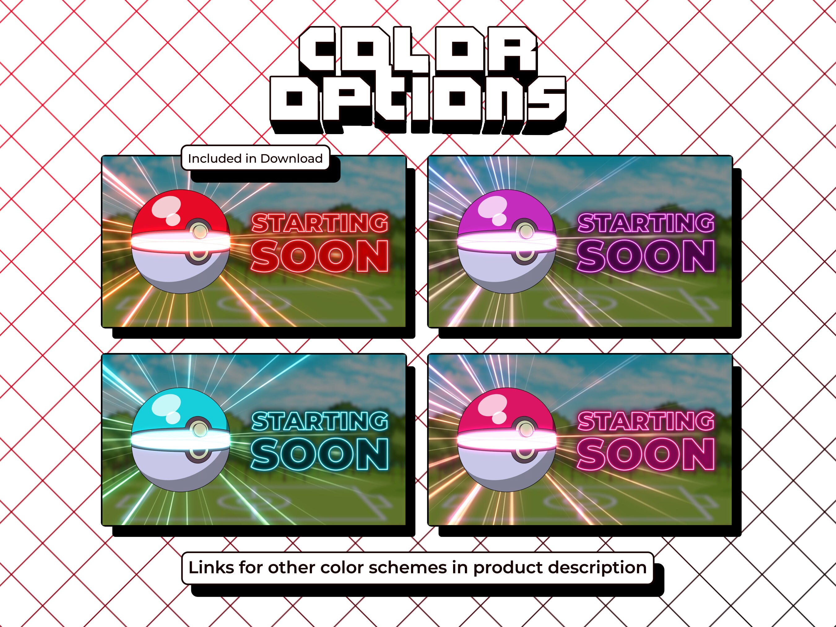 Red Pokemon Themed Animated Pokeball Stream Scene Pack Animated Twitch ...