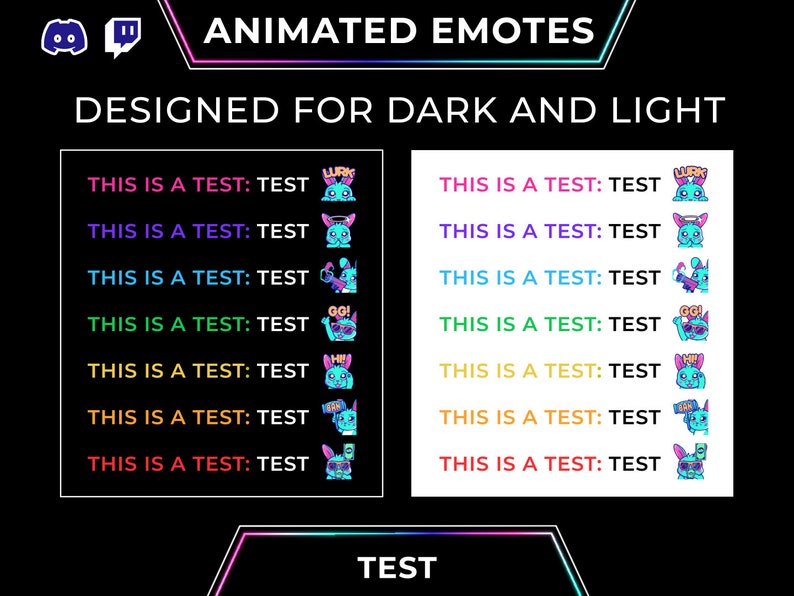 Animated Neon Bunny Emotes for Twitch and Discord - 24 Pack - Etsy