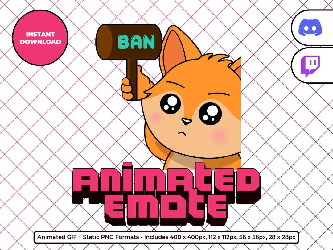 Orange Chibi Fox Animated Emote for Twitch & Discord Kawaii Cute Ban ...