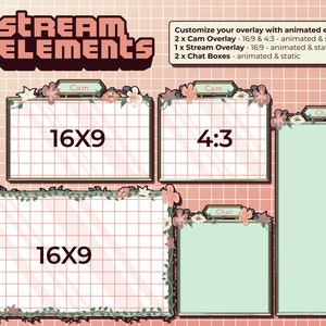 Animated Twitch Overlay Package - Green & Pink Cottagecore Theme ...