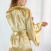 Silky Kimono Sleeves Long Robe/ Gold Short Kimono/ Japanese Kimono ...