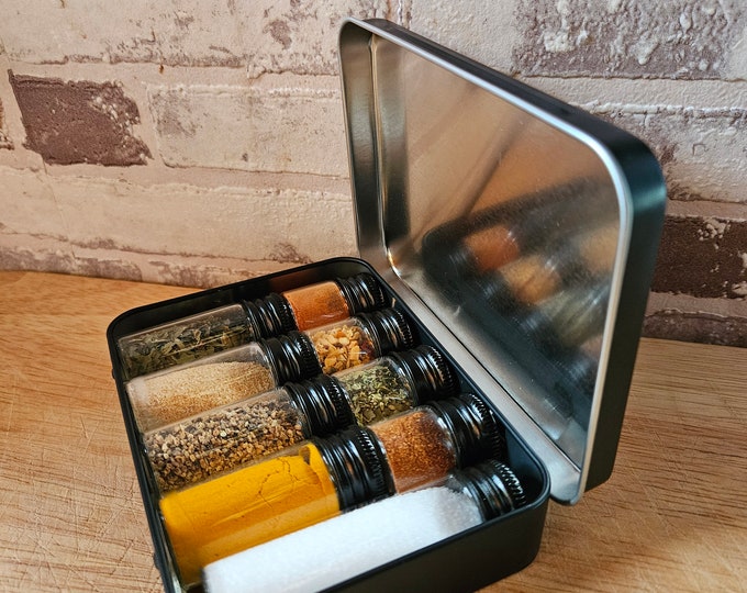 Black BUSHCRAFT SPICE SET, Travel Spices Set, Spice Storage, Campfire ...