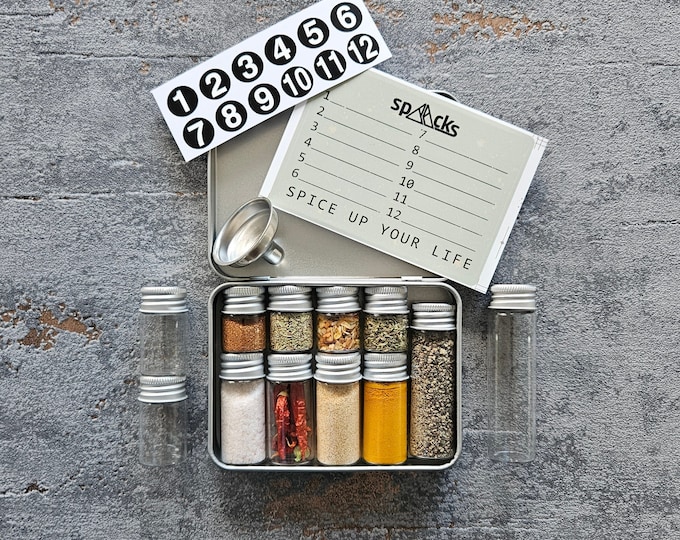 Black BUSHCRAFT SPICE SET, Travel Spices Set, Spice Storage, Campfire ...