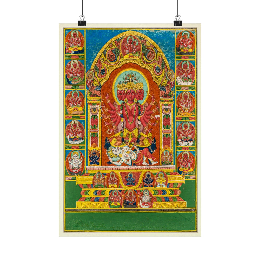 Restored Vintage Hindu Goddess Poster // Female Empowerment // Parvati ...