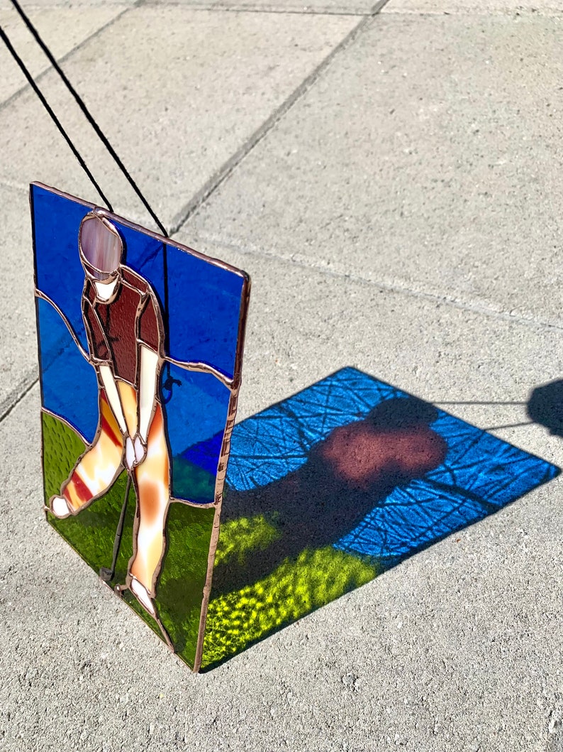 Golfer Stained Glass Suncatcher - Etsy