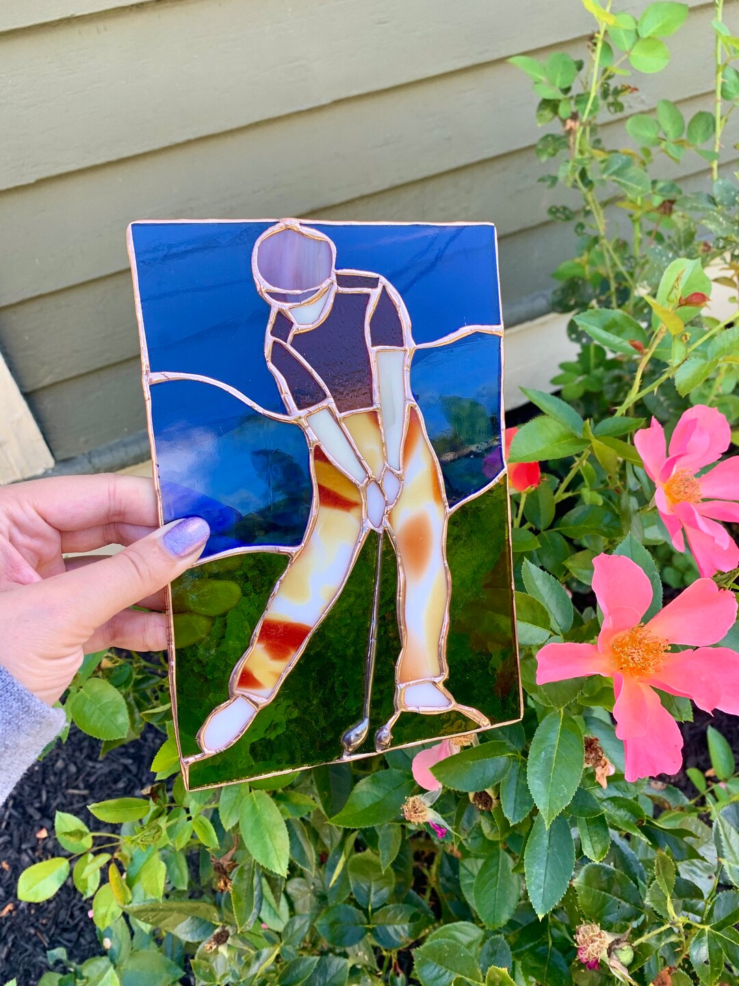 Golfer Stained Glass Suncatcher - Etsy