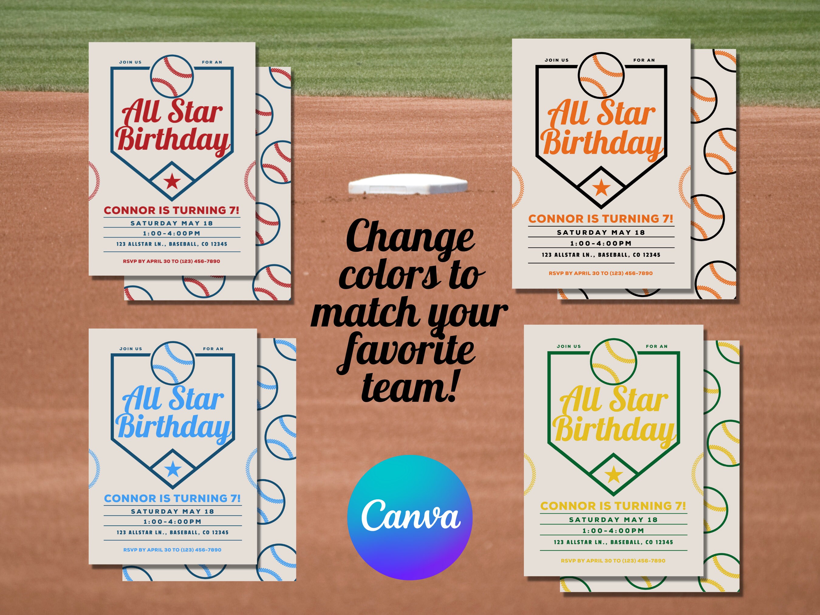 EDITABLE Baseball Birthday Invitation, Baseball Party, All Star ...