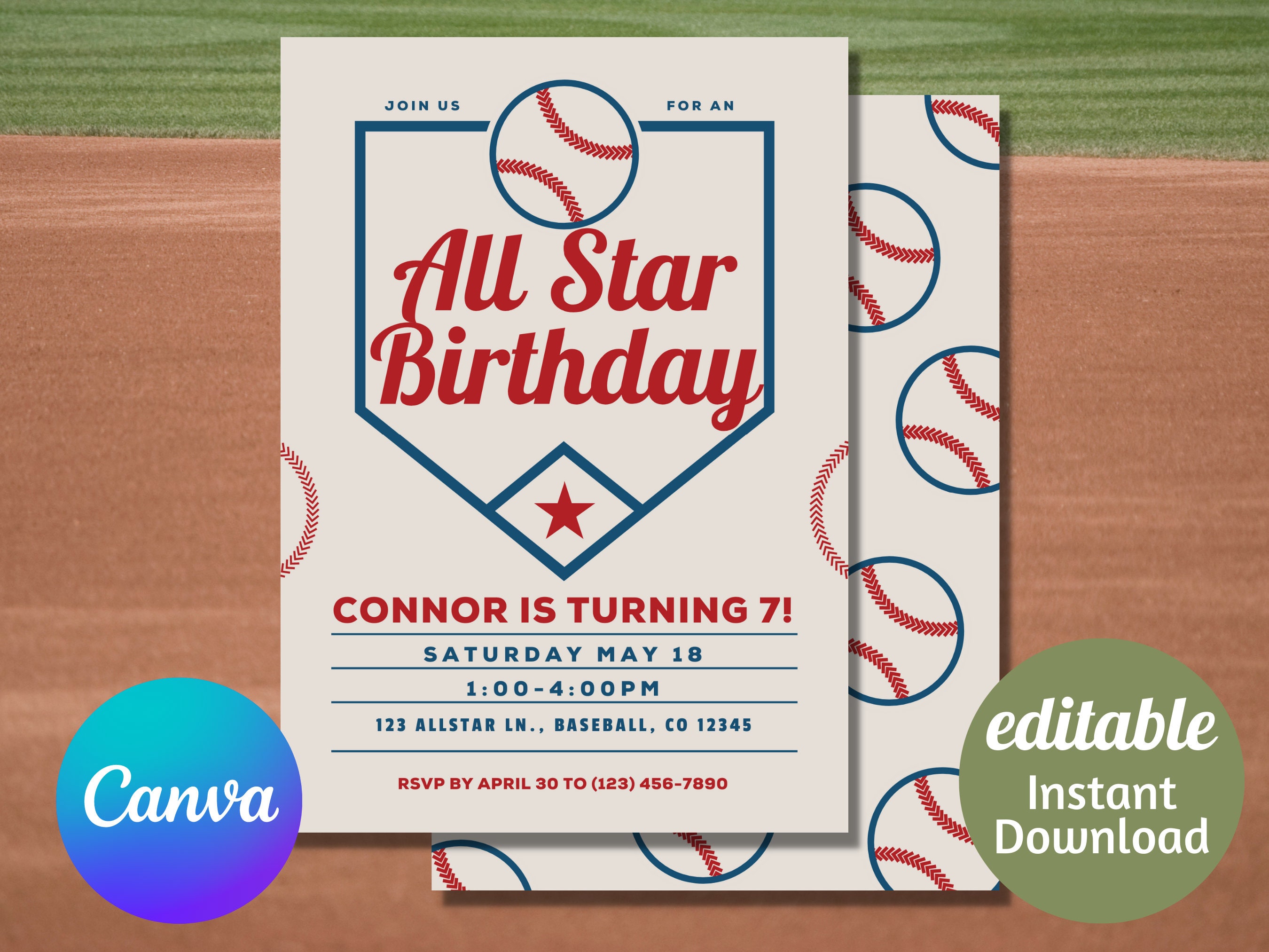 EDITABLE Baseball Birthday Invitation, Baseball Party, All Star ...