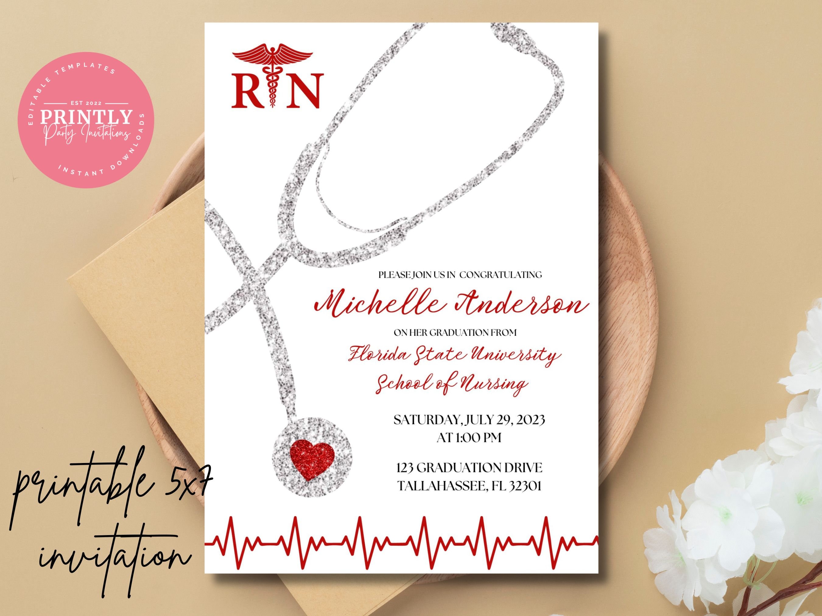 EDITABLE Nursing Graduation Invitation | Nursing School Celebration ...